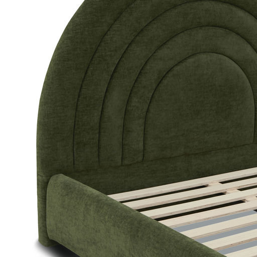 Juno Premium Velvet Queen Bed in Mello Green | AllModern